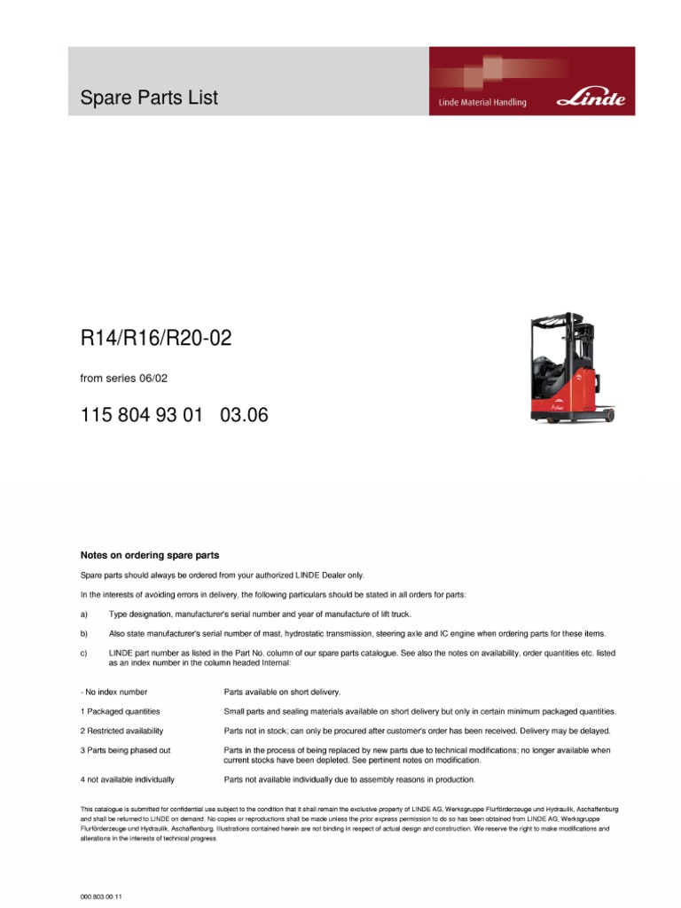 Catalogo Linde R16 | PDF | Truck | Elevator