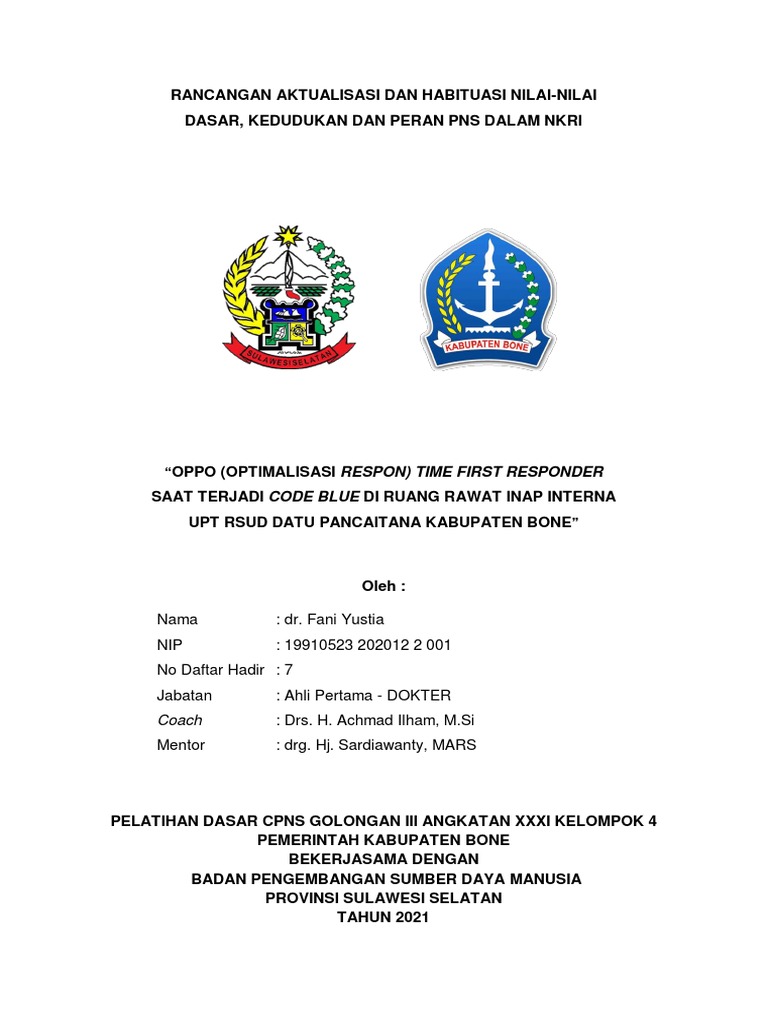 RANCANGAN AKTUALISASI DAN HABITUASI NILAI-NILAI DASAR, KEDUDUKAN DAN ...