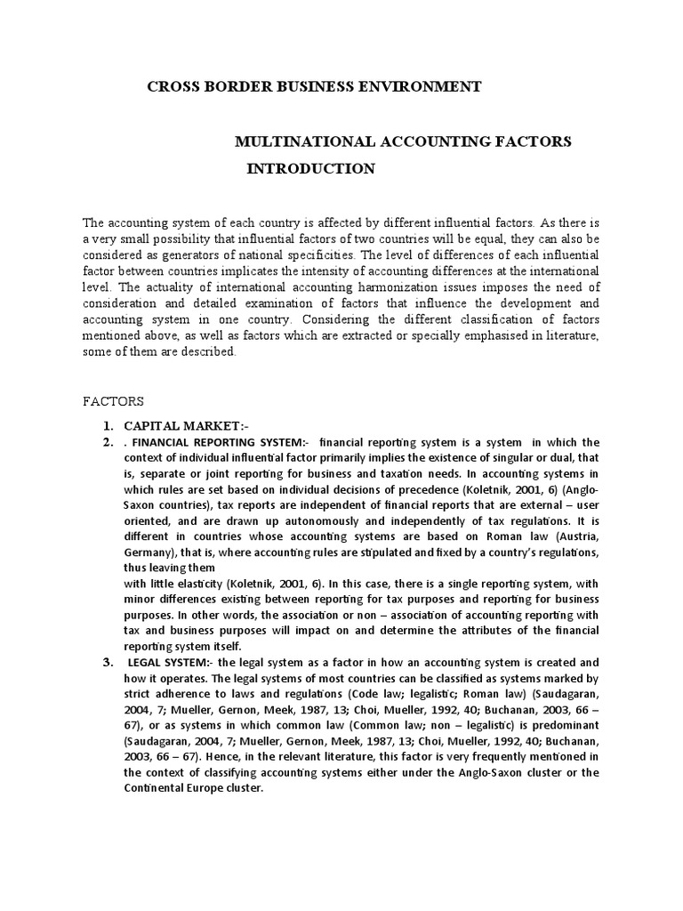 Cross-Border Accounting Factors Explained | PDF | Inflation | Taxes