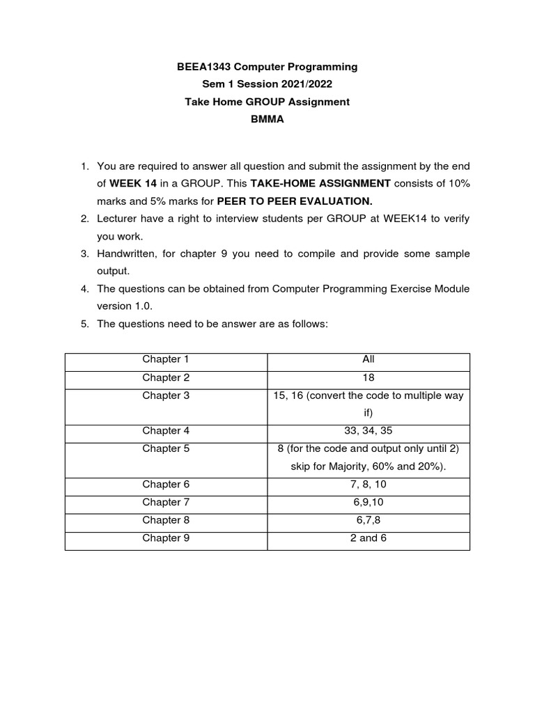 Assignment BEEA1343 Computer Programming | PDF