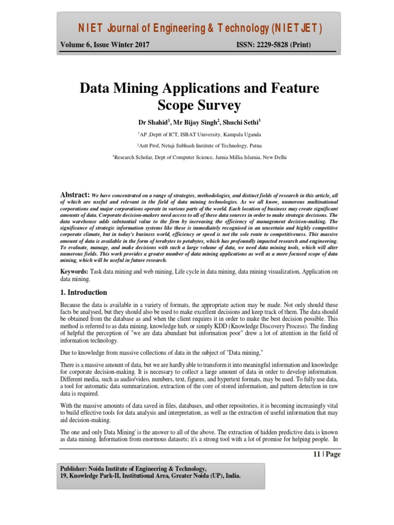 Data Mining Applications and Feature Scope Survey | PDF | Data Mining | Cluster Analysis