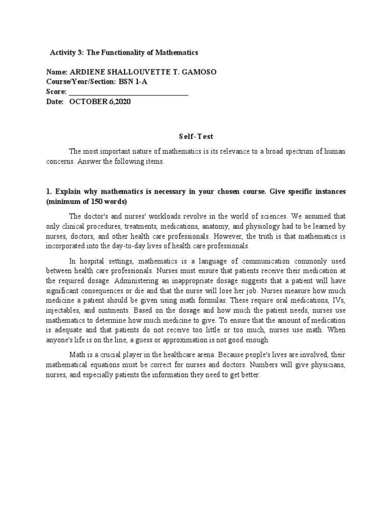 MMW-Activity 3 | PDF | Nursing | Mathematics