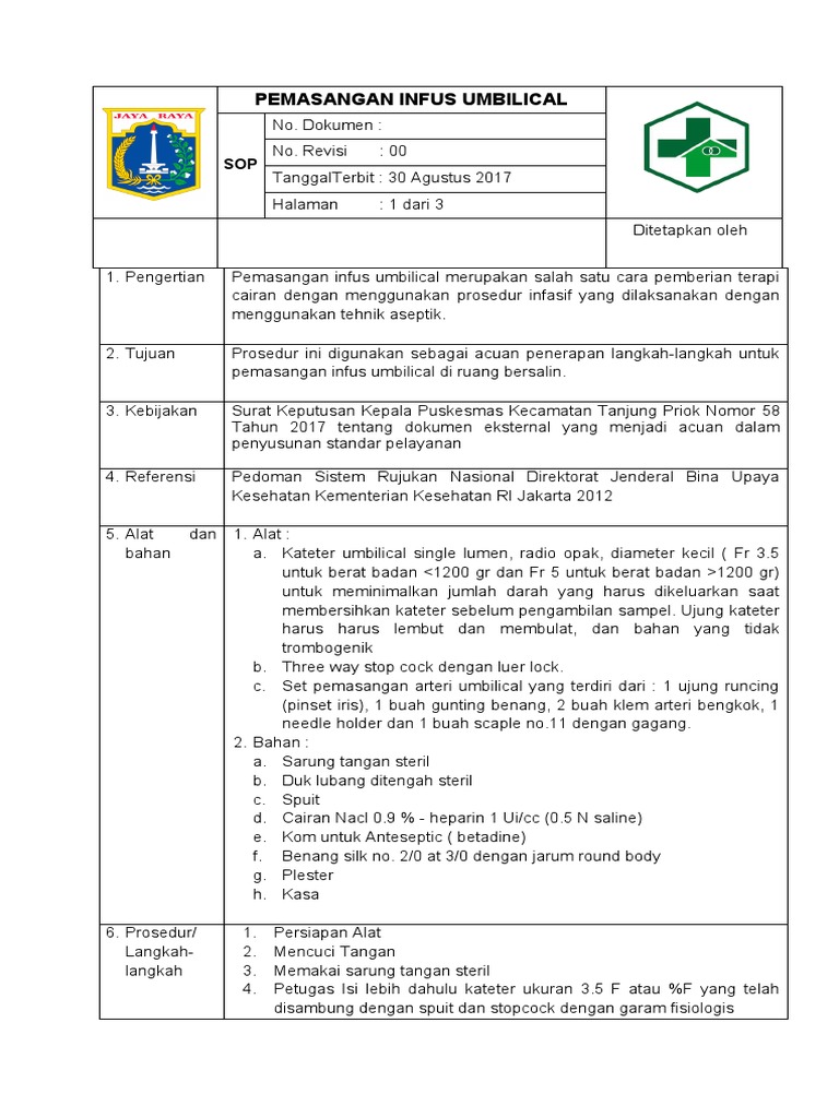 Sop Pemasangan Infus Umbilikal 2 | PDF