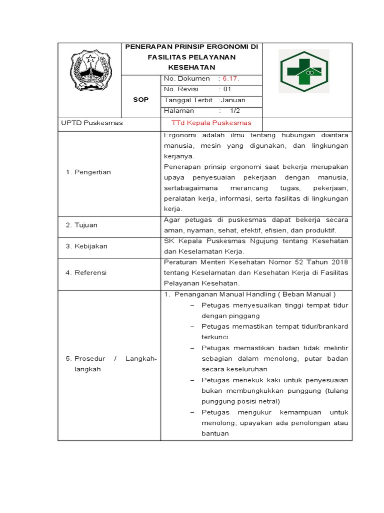 Sop Ergonomi K3 | PDF