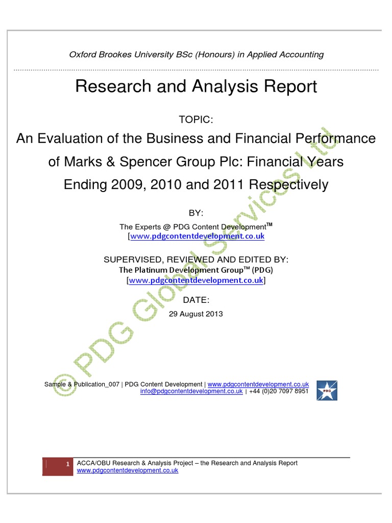 Sample Project Report On Financial Analysis | PDF | Working Capital ...