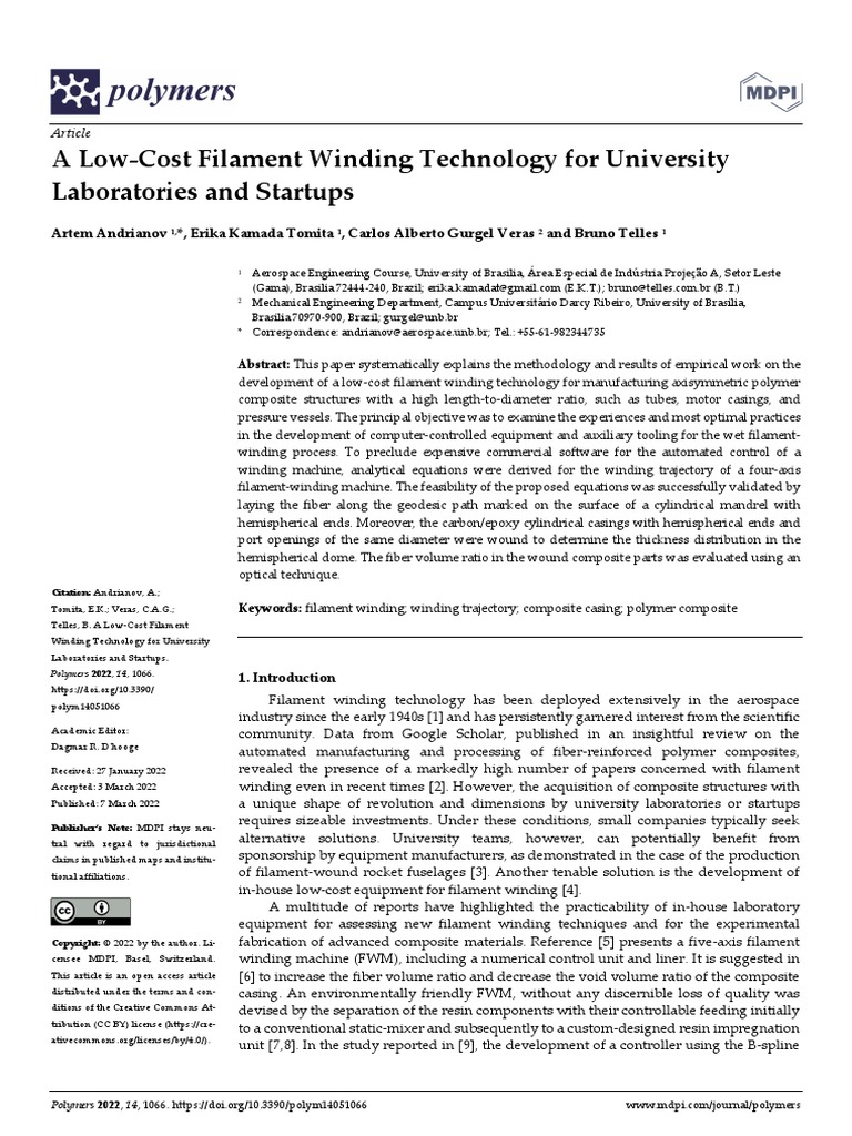 A Low-Cost Filament Winding Technology For University Laboratories and ...