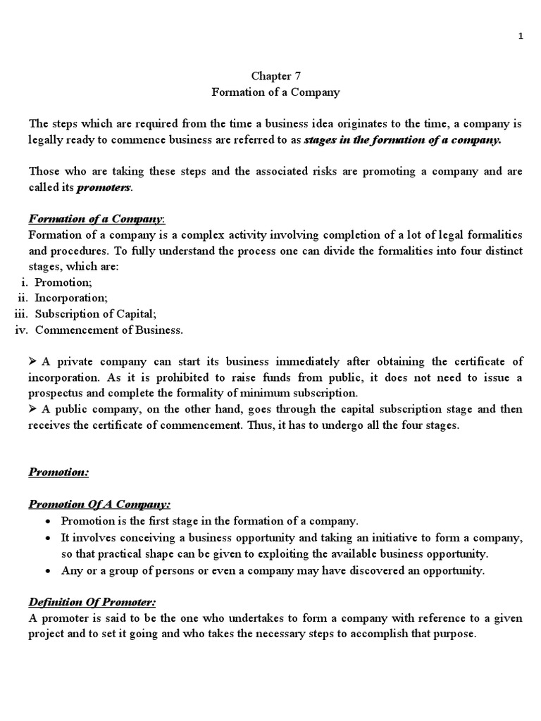 Chapter 7 Formation of A Company | PDF | Articles Of Association ...
