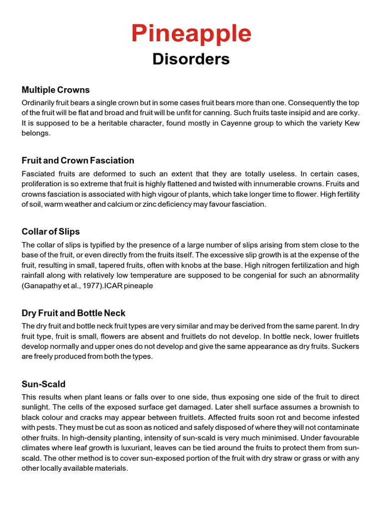 Pineapple Disorders: An Analysis of Multiple Crowns, Fasciated Fruits ...