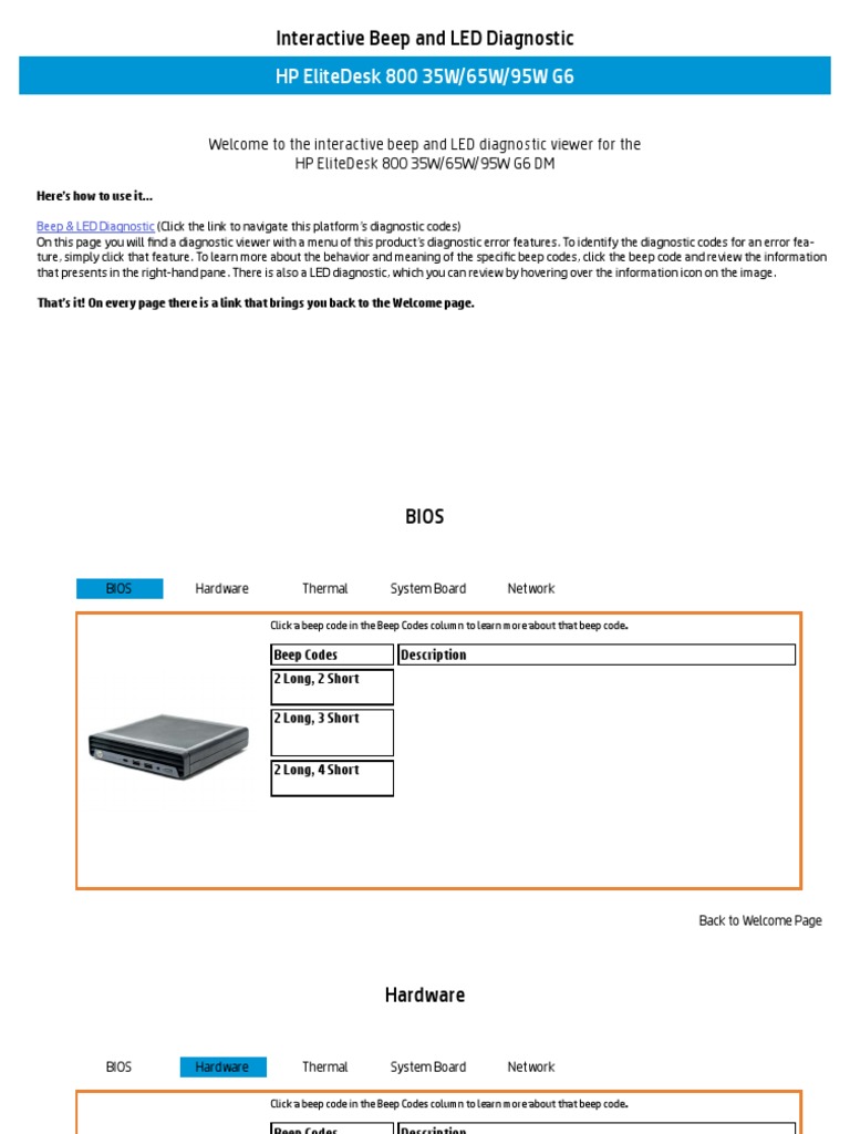 HP EliteDesk 800 Beep & LED Guide | PDF | Computer Engineering | System ...