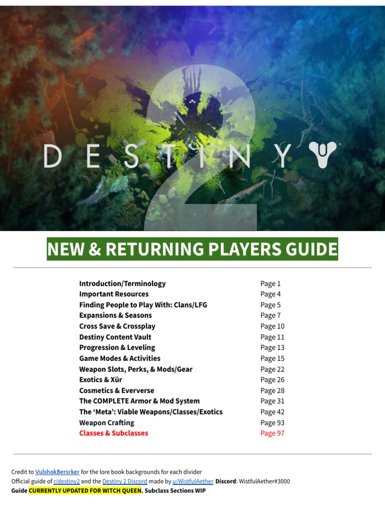 The Destiny 2 New & Returning Player's Guide (UPDATED For WITCH QUEEN!) | PDF | Game Design