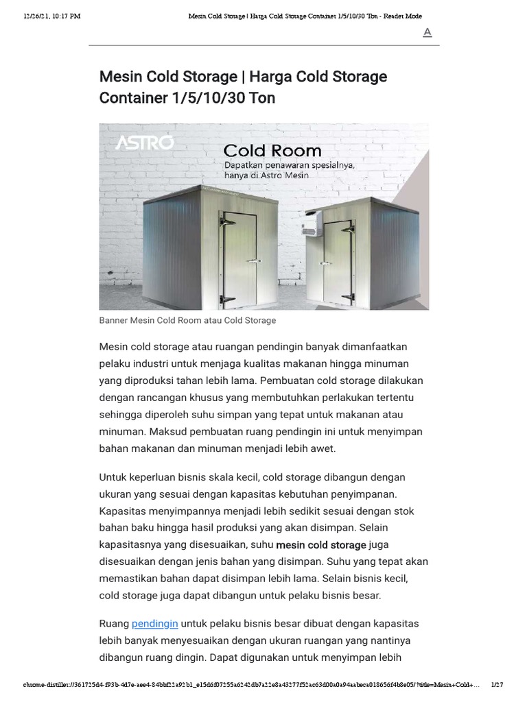 Mesin Cold Storage | PDF | Griya & Taman | Teknologi & Rekayasa