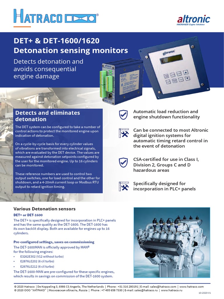 DET+ & DET-1600/1620 Detonation Sensing Monitors: Detects Detonation ...