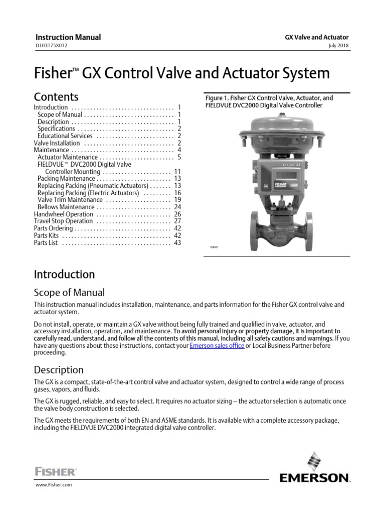 Fisher GX Control Valve and Actuator System: Scope of Manual | PDF ...