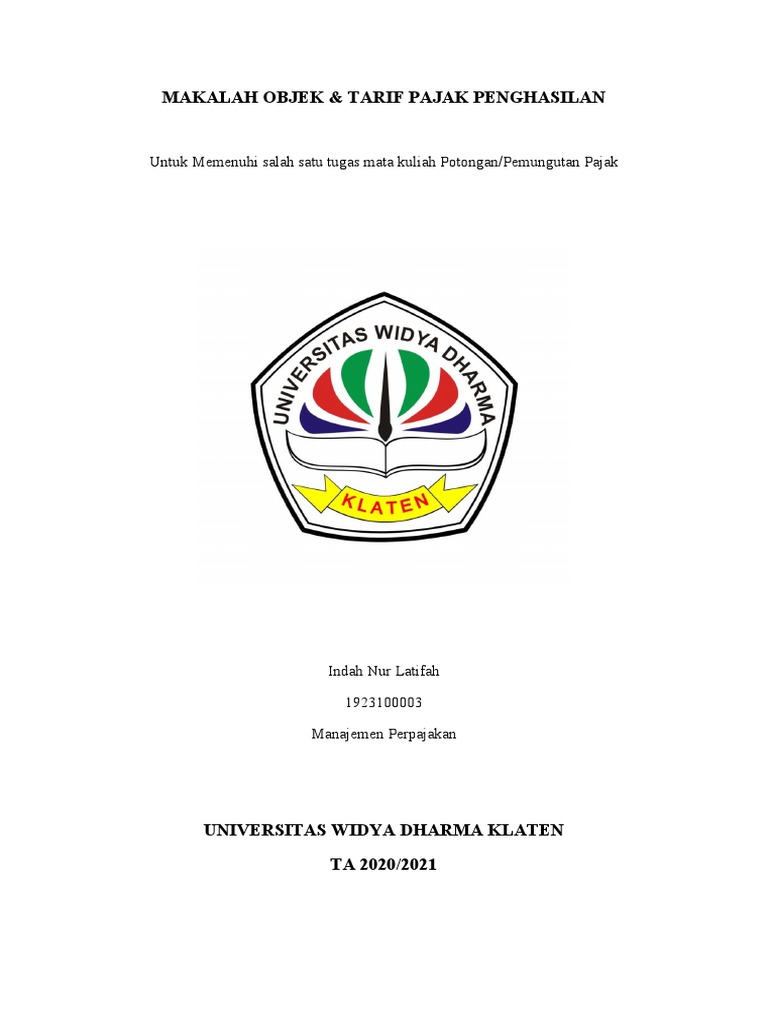 Daftar Objek Dan Tarif Pajak Penghasilan | PDF