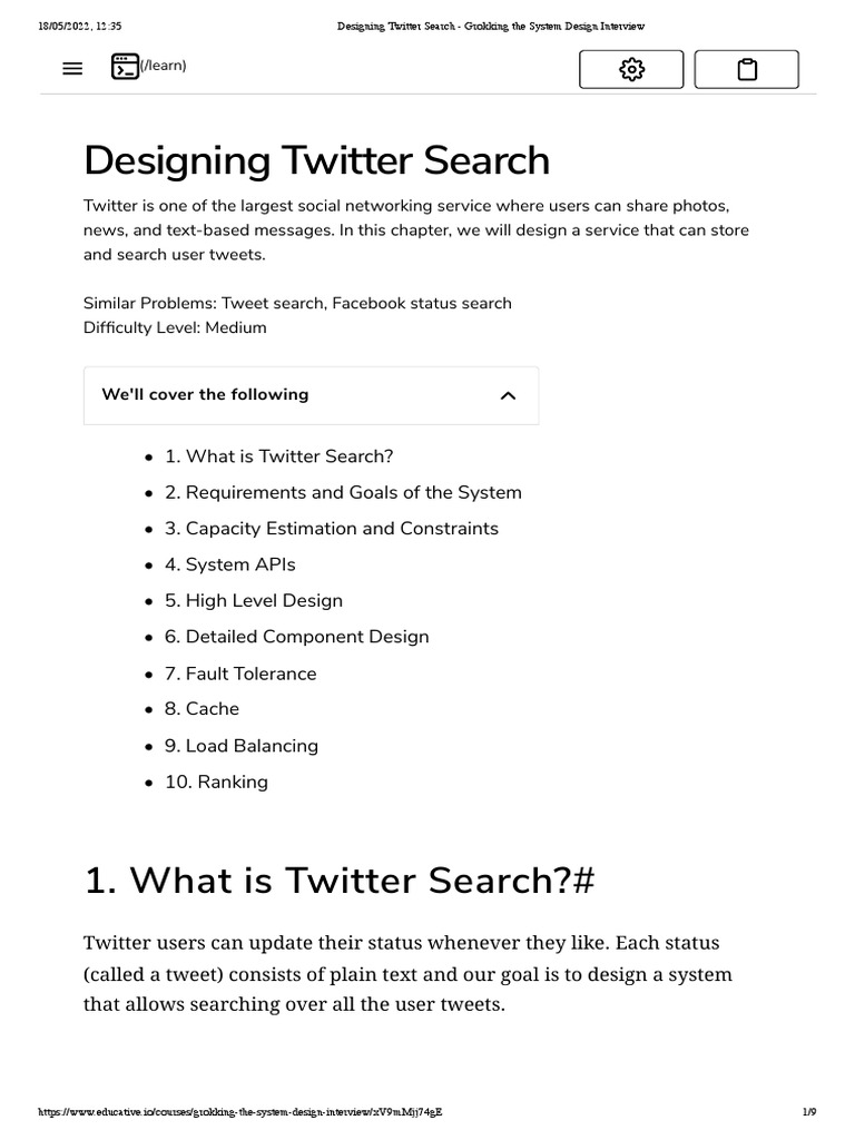 Designing Twitter Search - Grokking The System Design Interview | PDF ...