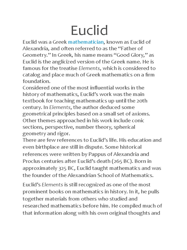 Euclid: Mathematician | PDF | Euclid | Mathematics