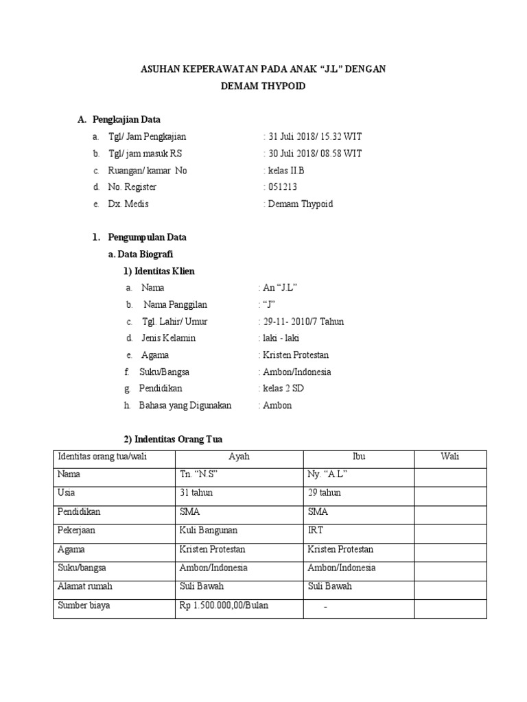 Askep Pada Anak Demam Typoid | PDF