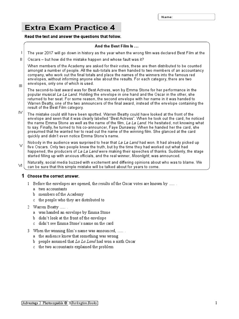 Extra Exam Practice 4: Read The Text and Answer The Questions That ...