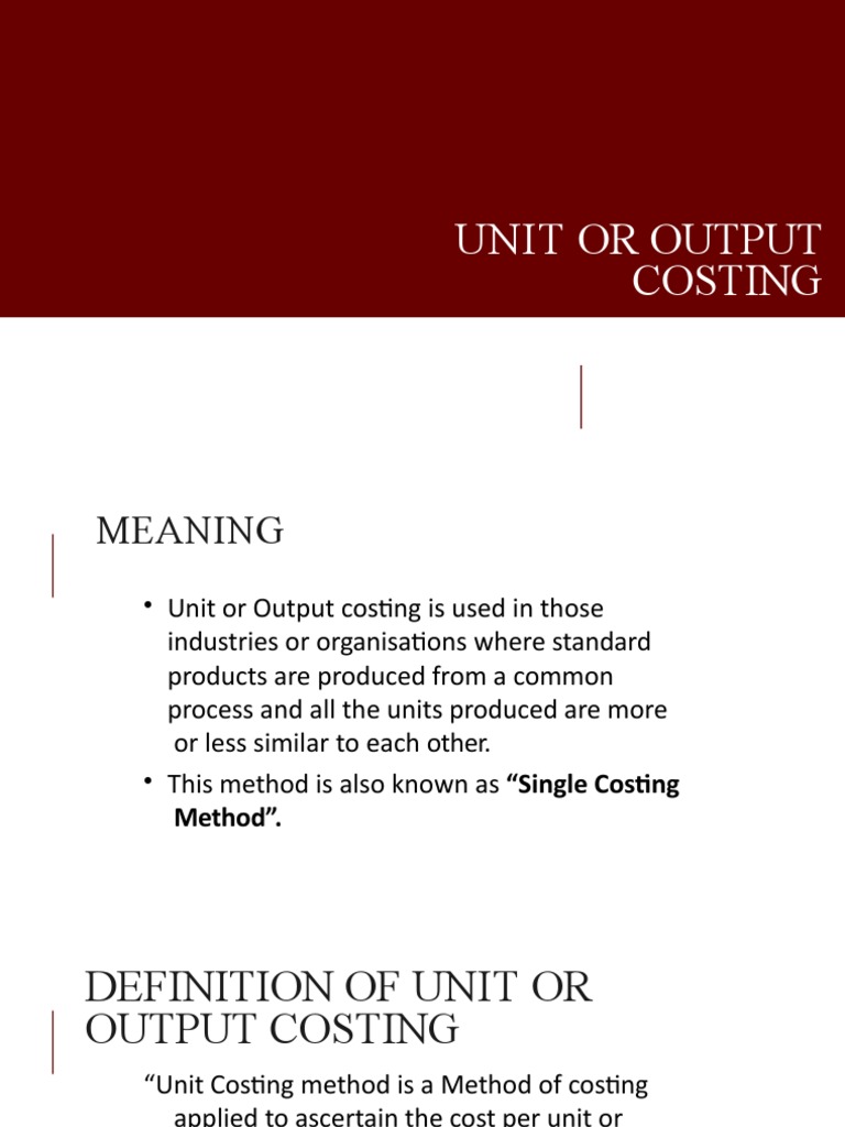 Unit Costing | PDF