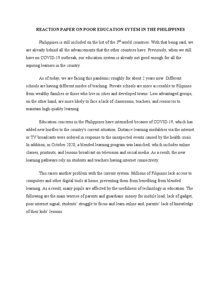 Poor Education System | PDF