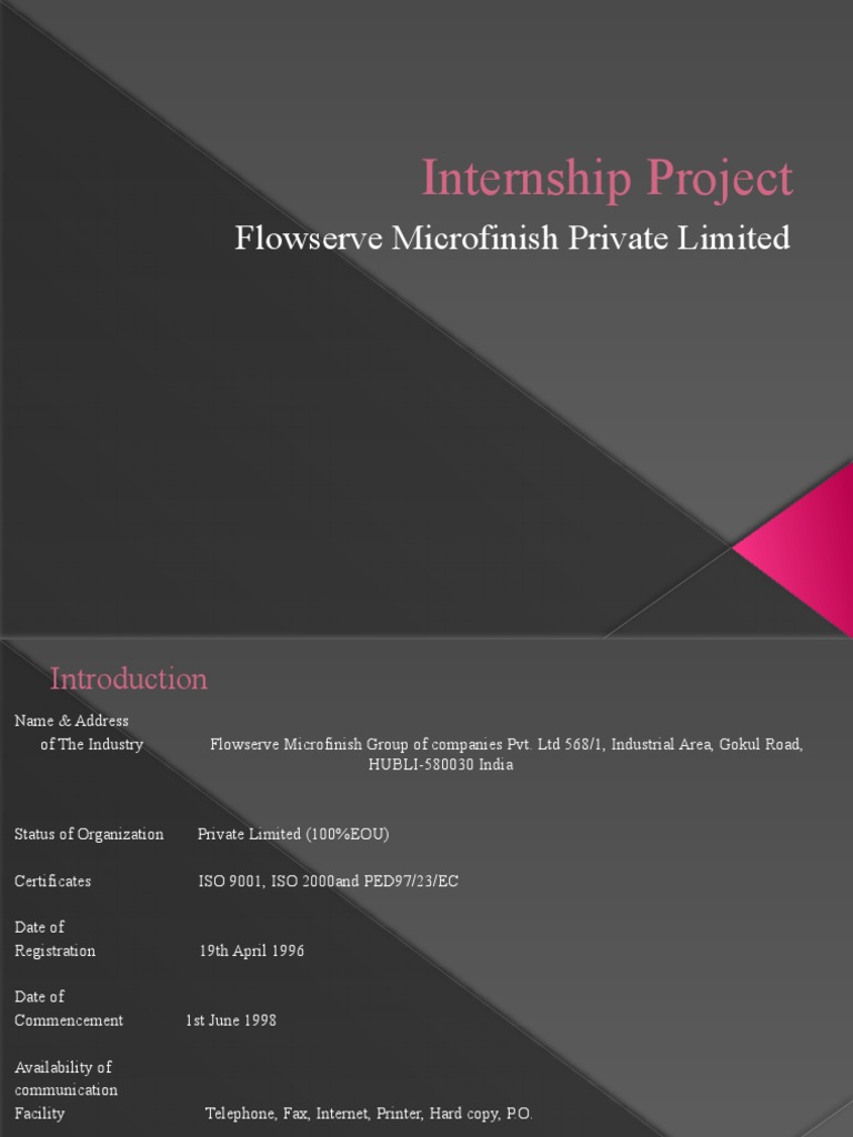 Flowserve Microfinish Internship Overview | PDF | Iso 9000 | Business