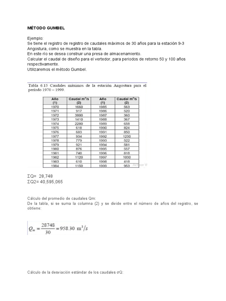 Método Gumbel - Ejemplo | PDF