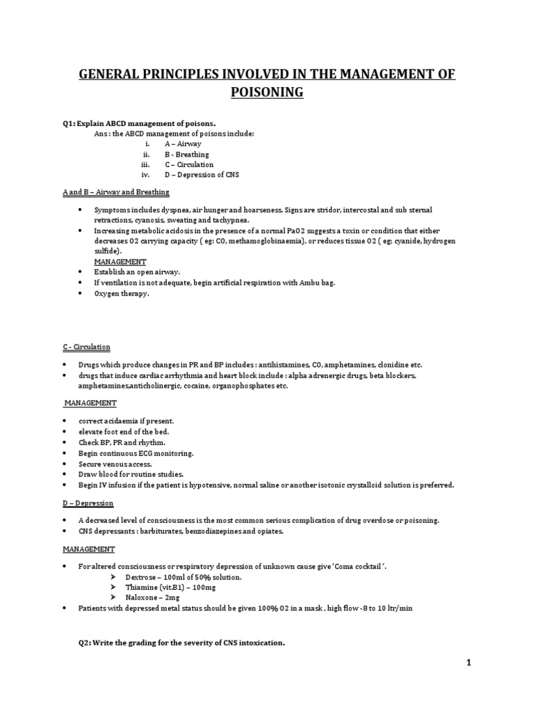 Poison Management: ABCD Principles Explained | PDF | Intravenous ...
