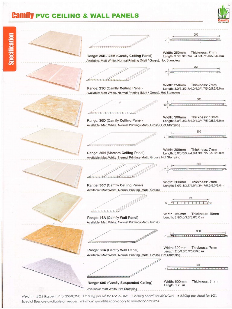 Camfly PVC Ceilings Catalogue 2 | PDF | Building Engineering | Architectural Elements