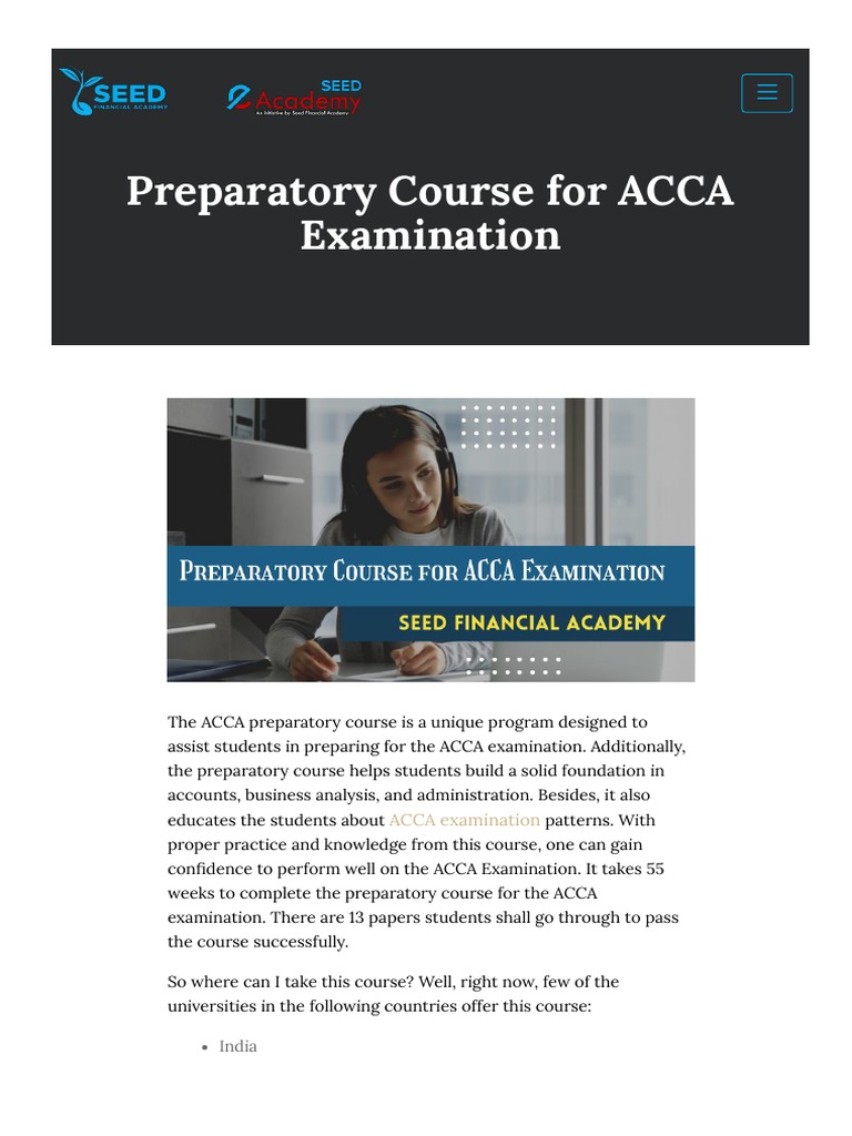 Preparatory Course For ACCA Examination | PDF | Accounting | Test ...