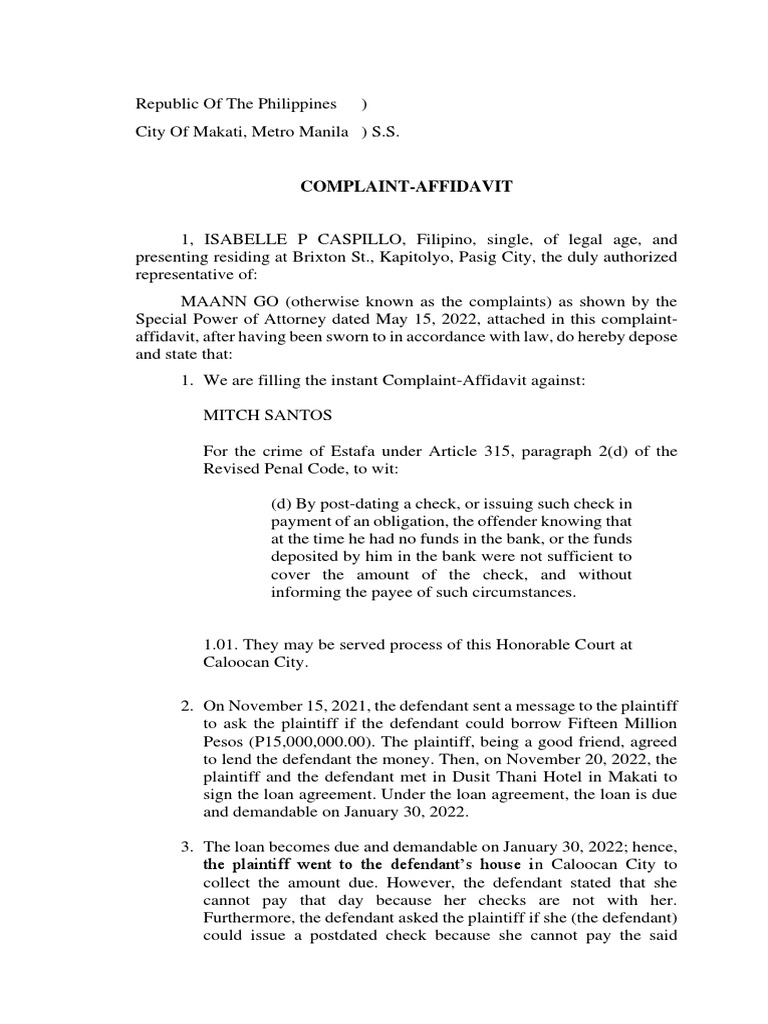 Complaint Affidavit | PDF | Fraud | Common Law