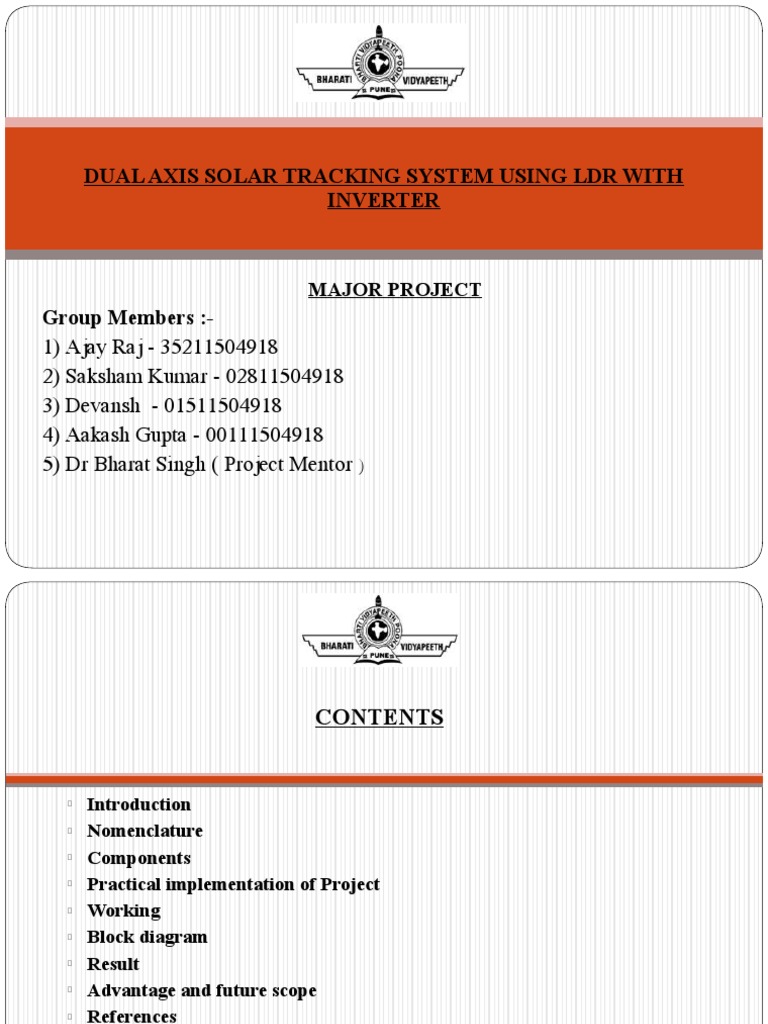 Dual Axis Solar Tracking System Using LDR With Inverter | PDF | Solar ...