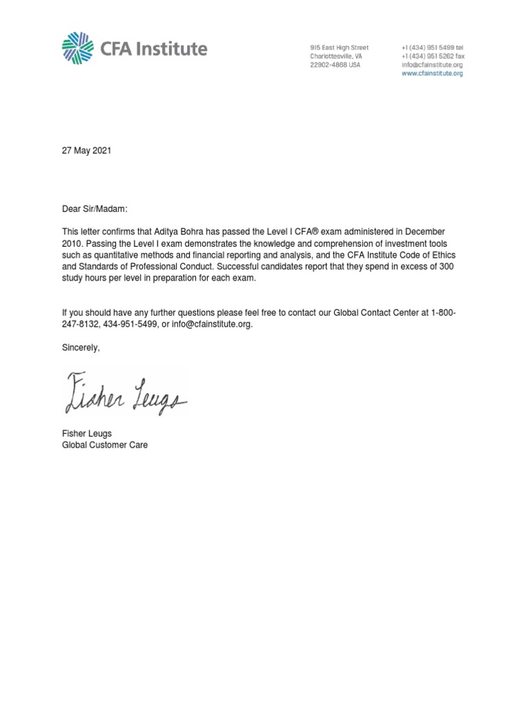 CFA Certificate | PDF