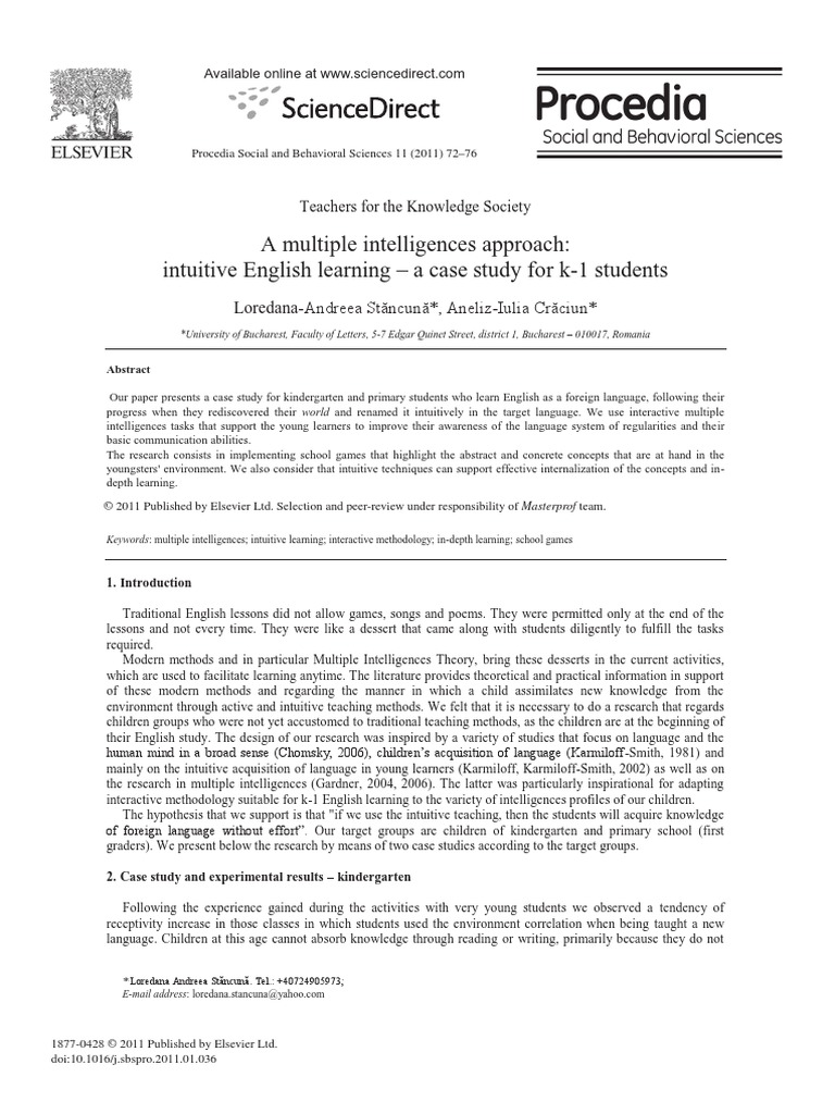 A Multiple Intelligences Approach: Intuitive English Learning - A Case ...