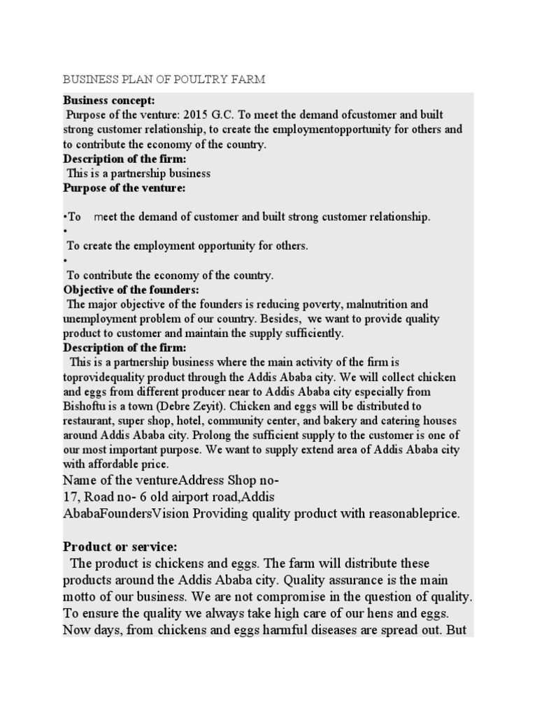 Business Plan of Poultry Farm | PDF | Poultry Farming | Poultry