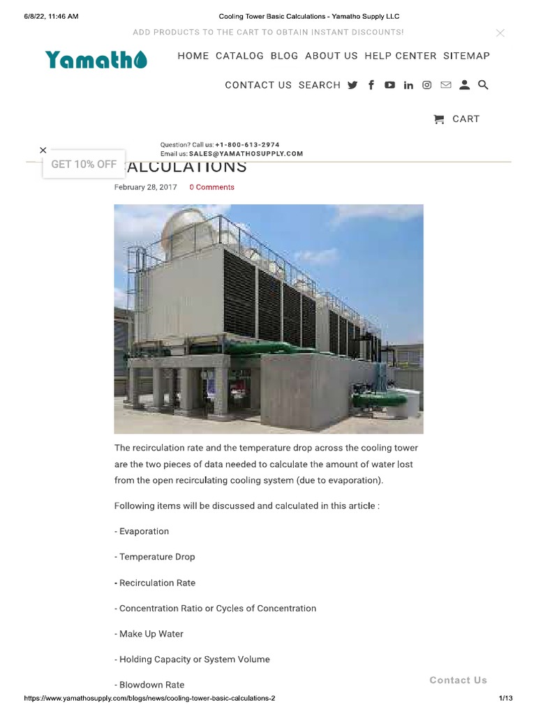 Cooling Tower Basic Calculation | PDF