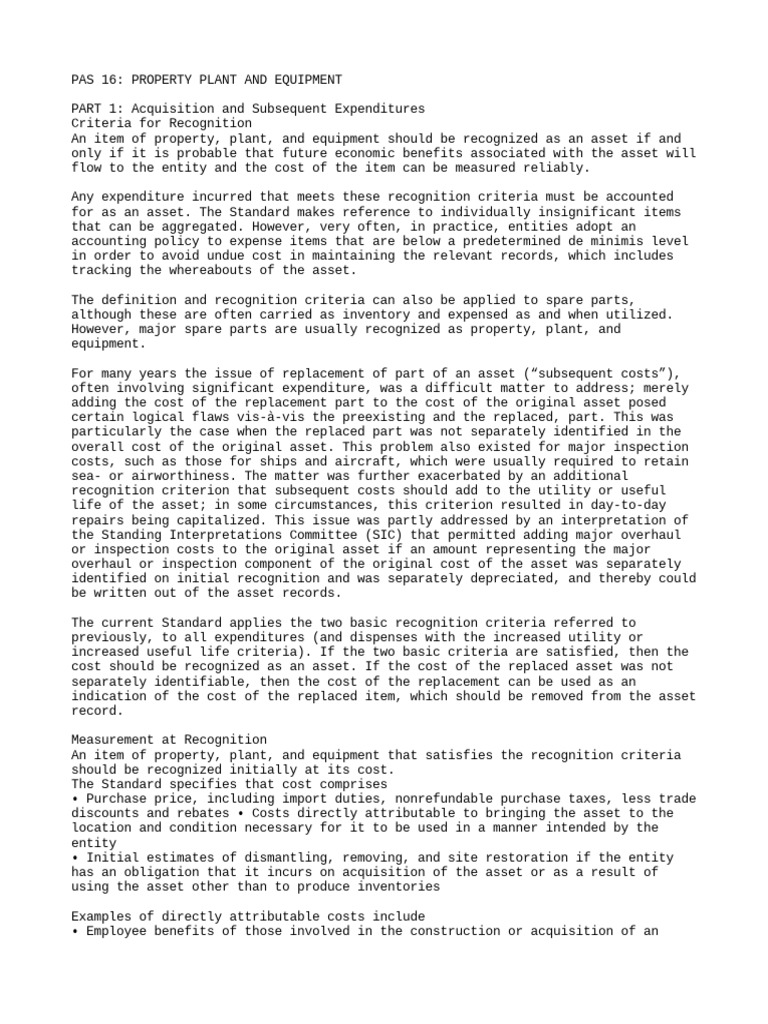 Pas 16 - Property Plant and Equipment | Download Free PDF ...