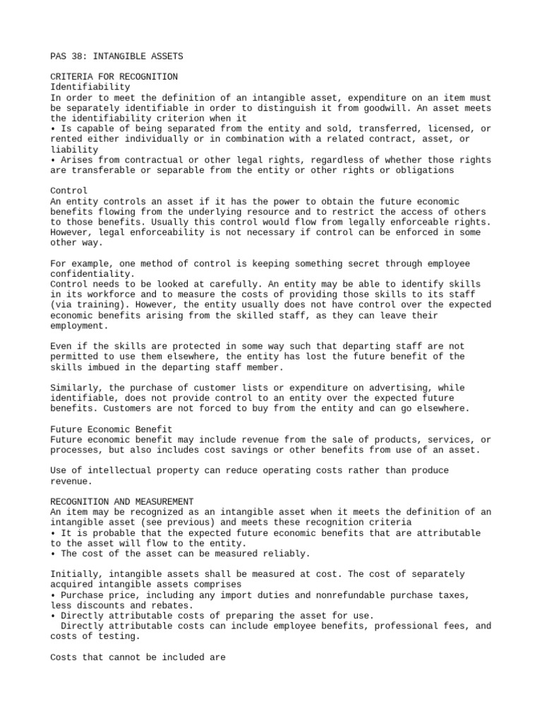 Pas 38 - Intangible Assets | PDF | Intangible Asset | Franchising