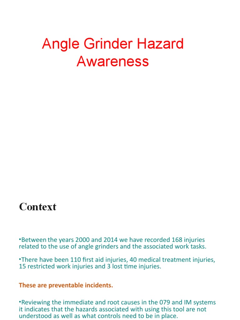 Angle Grinder Safety Awareness Guide | PDF | Grinding (Abrasive Cutting ...