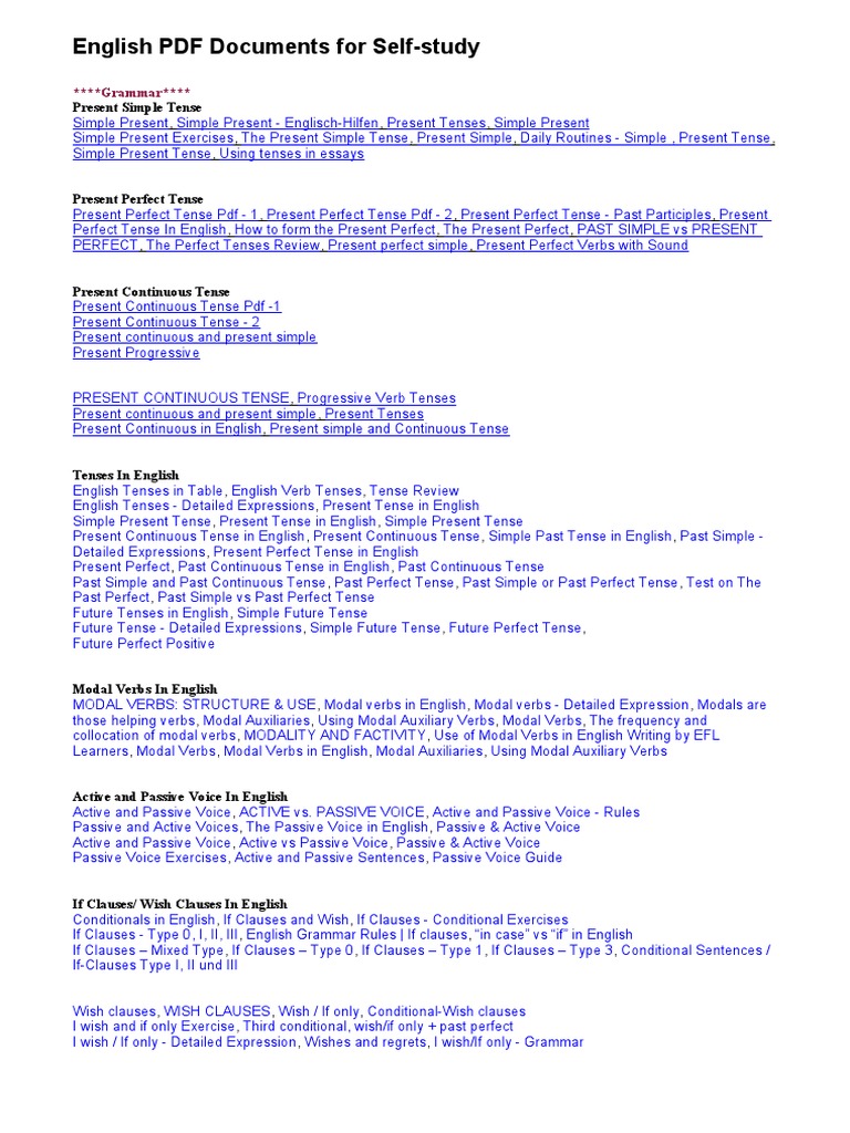 English PDF Documents For Self-Study | PDF | Perfect (Grammar) | Grammatical Tense