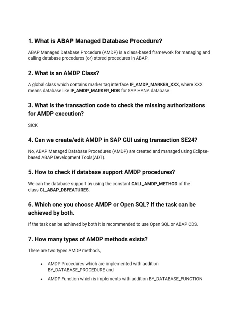 How to Work with ABAP Managed Database Procedures (AMDP | PDF | Method (Computer Programming ...