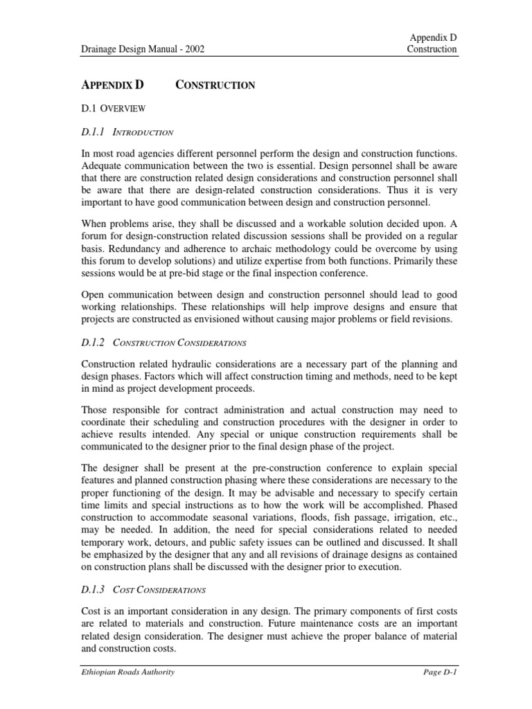 Ppendix Onstruction: Appendix D Drainage Design Manual - 2002 ...