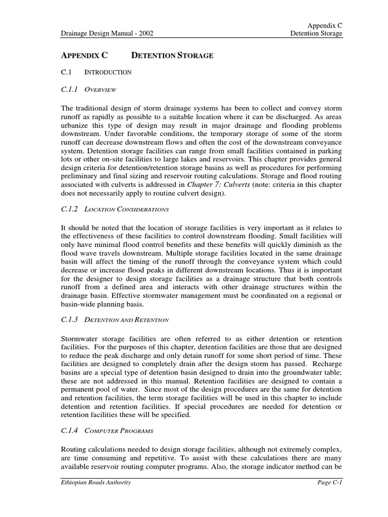 AppendixC Detention Storage | PDF