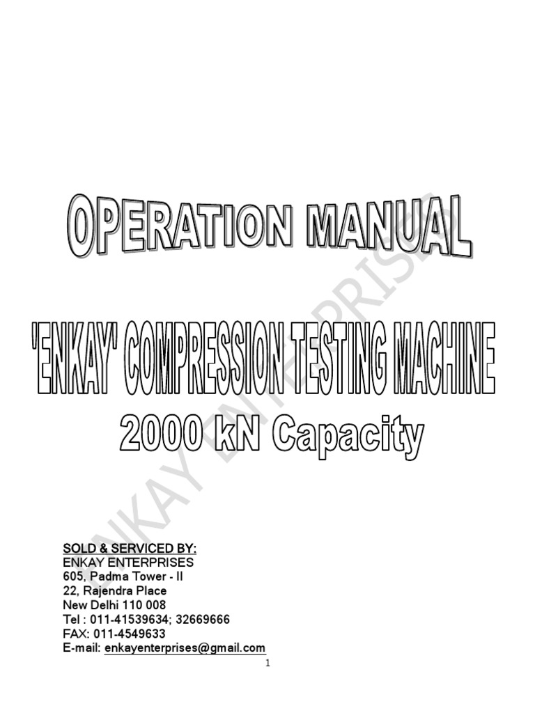 Operation Manual of Compression Machine 2000 KN Capacity | PDF | Valve ...