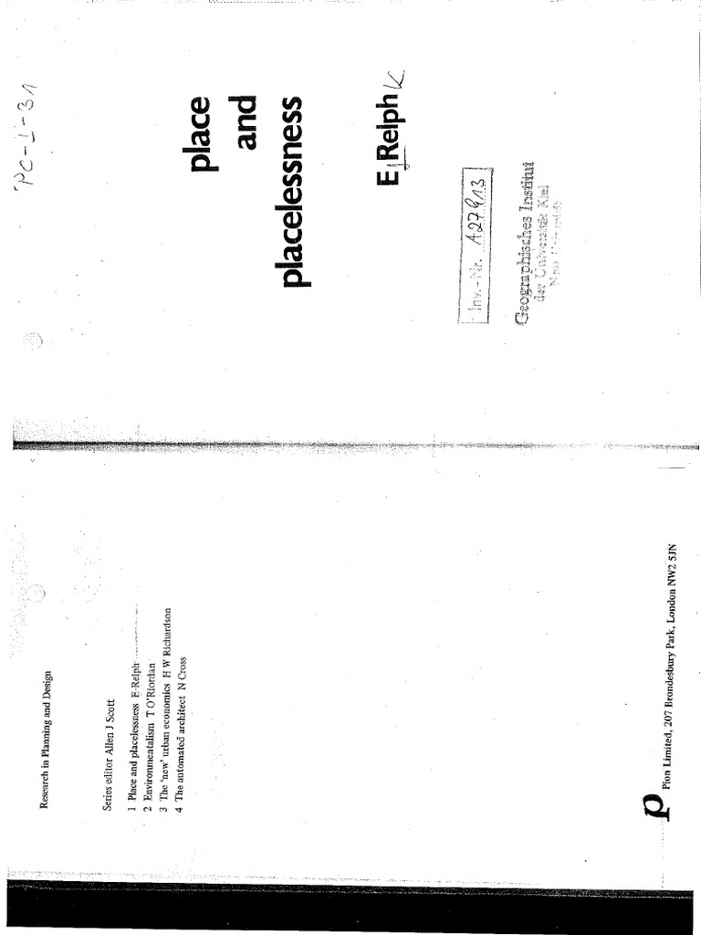 RELPH - Place and Placelessness | PDF