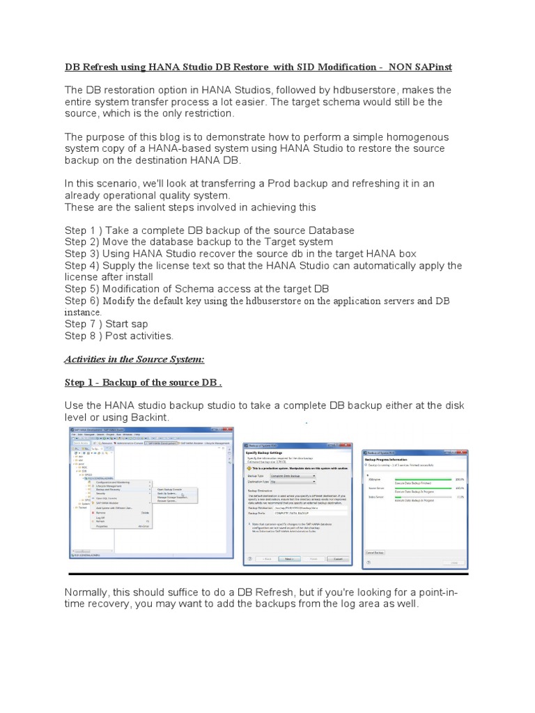 DB Refresh hana | PDF | Backup | Databases