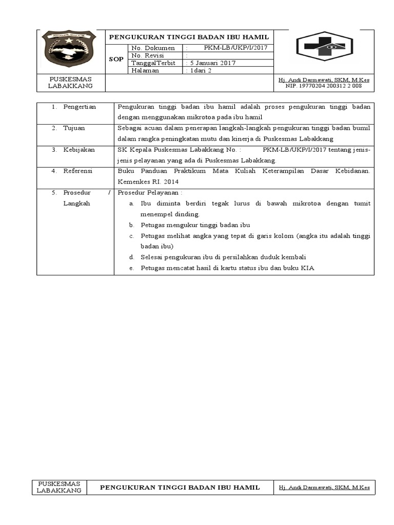 Pengukuran Tinggi Badan Ibu Hamil | PDF
