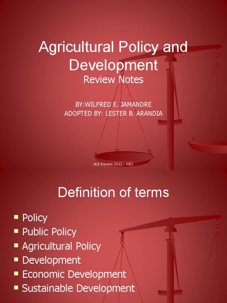 Agricultural Policy and Development: Review Notes | PDF | Economic ...