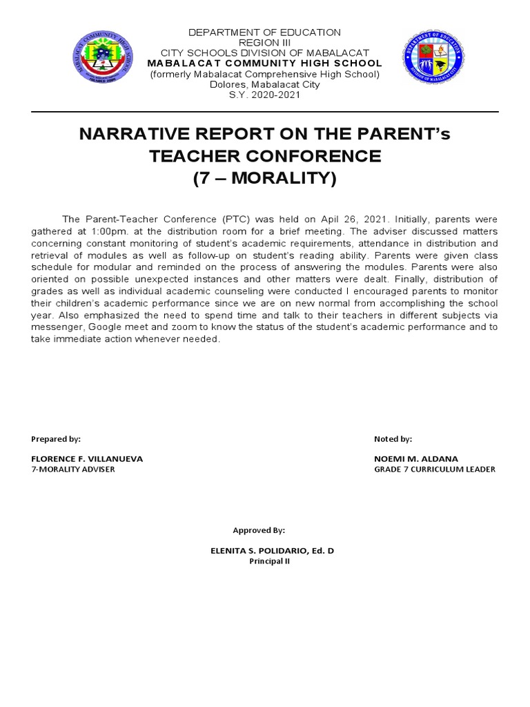 Parent-Teacher Conference Report 2021 | PDF | Wellness