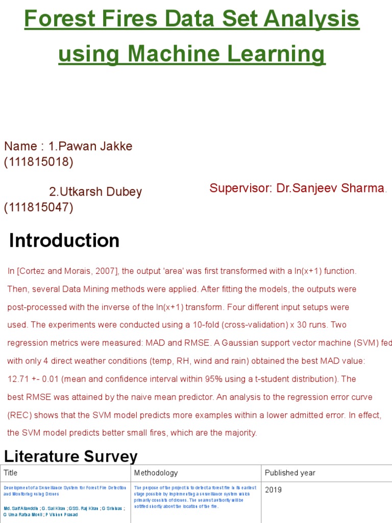 Forest Fires Data Set Analysis Using Machine Learning: Name: 1.pawan Jakke (111815018) 2.utkarsh ...