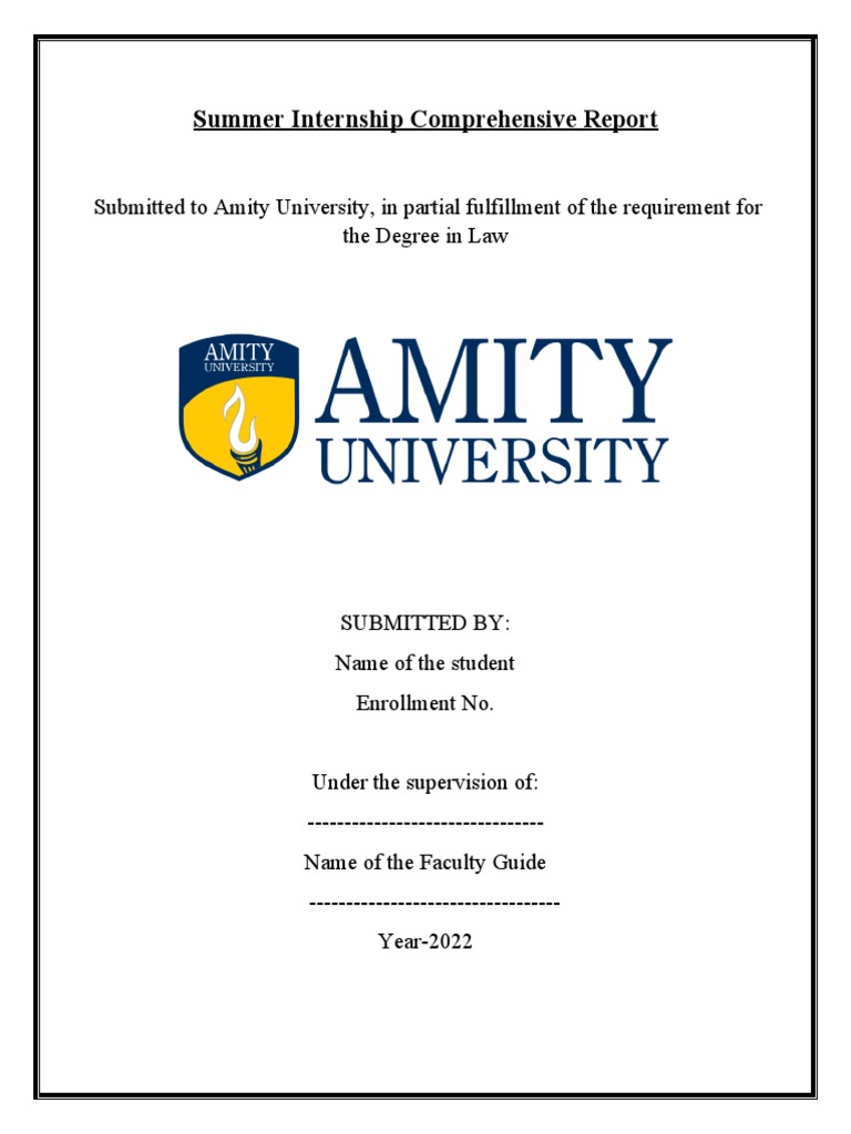 Comprehensive Report (Sample) | PDF | Internship | Job Hunting